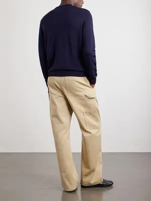 Loewe Anagram-embroidered Wool-blend Sweater - Blue