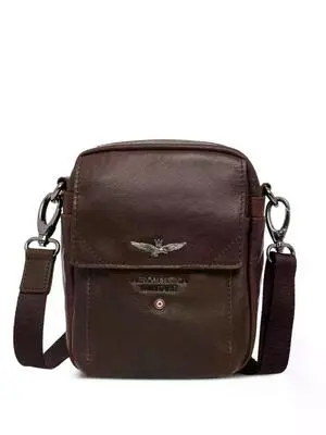 AERONAUTICA MILITARE Leather Belt Bag With Logo Plaque - Brown