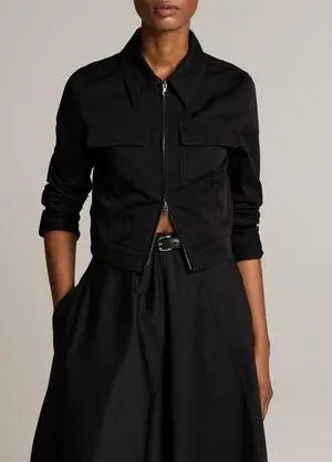 Vince Stretch-cotton Twill Shrunken Jacket