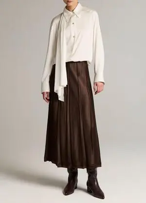 Vince Raw-edge Satin A-line Skirt - Pinewood