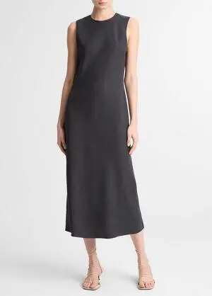 Vince Linen-blend Bias-cut Dress - Ink