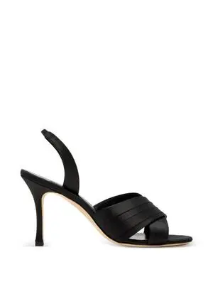 Manolo Blahnik Crossover Strap Slingback Sandals - Black