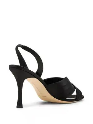 Manolo Blahnik Crossover Strap Slingback Sandals