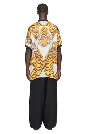 Y3 Tiger Graphic Satin Jersey Polo
