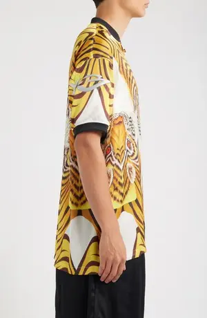 Y3 Tiger Graphic Satin Jersey Polo