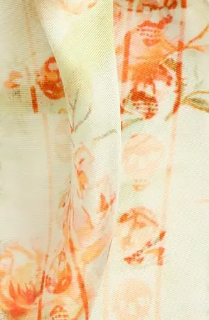 Alexander McQueen Floral Creased Silk Scarf