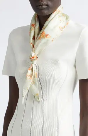 Alexander McQueen Floral Creased Silk Scarf