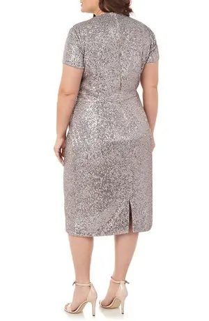 Js Collections Cowl Neck Sequin Sheath Dress