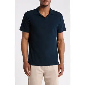 Reigning Champ Johnny Collar Cotton Terry Cloth Polo - Navy