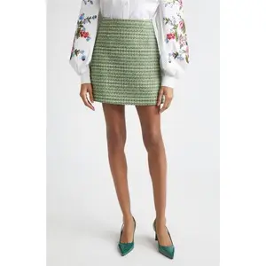 Carolina Herrera Tweed Miniskirt - Green Multi