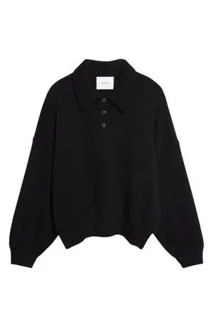 LISA YANG Etta Cashmere Polo Sweater - Black