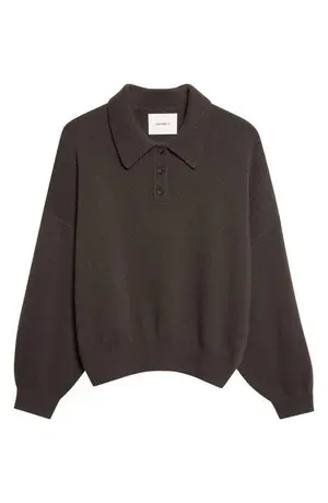 LISA YANG Lisa Yang Etta Cashmere Polo Sweater Dark Fern