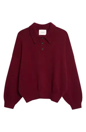 LISA YANG Etta Cashmere Polo Sweater - Deep Plum