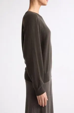 LISA YANG Cambrie Cashmere Raglan Sleeve Sweater - Dark Fern