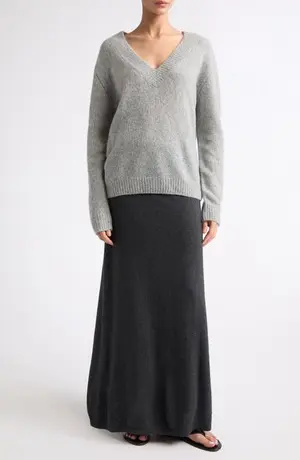 LISA YANG Leona V-neck Cashmere & Silk Sweater - Cloudy
