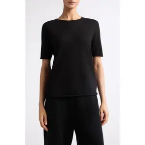 LISA YANG Ari Short Sleeve Cashmere Sweater - Black