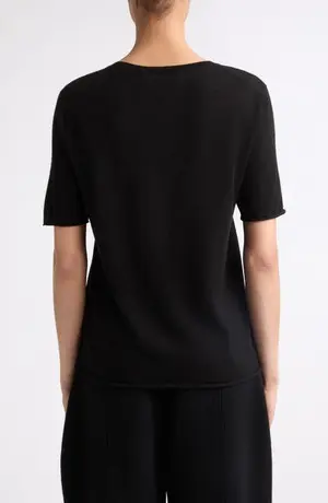 LISA YANG Ari Short Sleeve Cashmere Sweater - Black