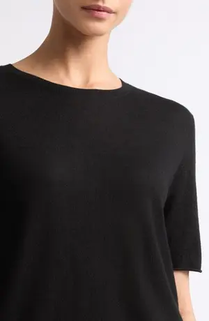 LISA YANG Ari Short Sleeve Cashmere Sweater - Black