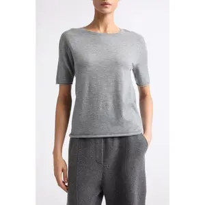 LISA YANG Ari Short Sleeve Cashmere Sweater - Dark Mist