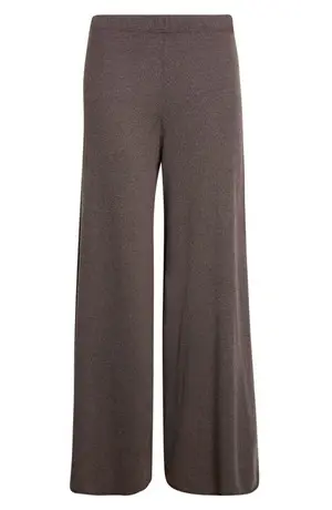 LISA YANG Ainsley Cotton & Cashmere Wide Leg Pants - Deep Walnut