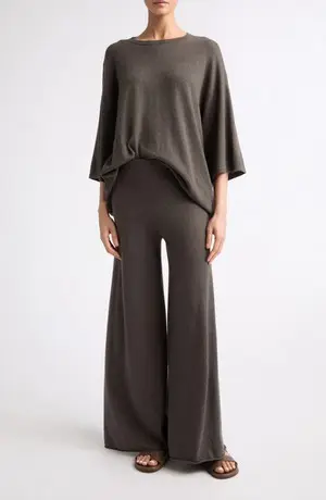 LISA YANG Ainsley Cotton & Cashmere Wide Leg Pants