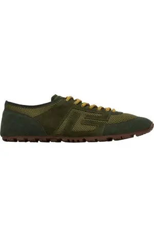 Balmain Racer Trainers In Mesh And Suede Leather - Khaki