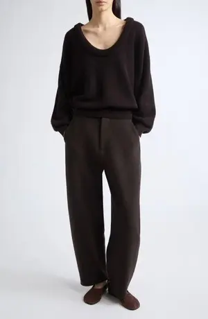 LISA YANG Doria Padded Scoop Neck Cashmere Sweater - Dark Oak