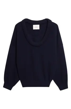 LISA YANG Doria Padded Scoop Neck Cashmere Sweater - Navy