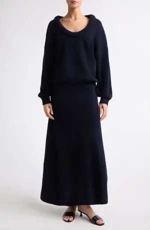 LISA YANG Doria Padded Scoop Neck Cashmere Sweater - Navy
