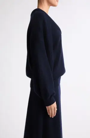 LISA YANG Doria Padded Scoop Neck Cashmere Sweater - Navy