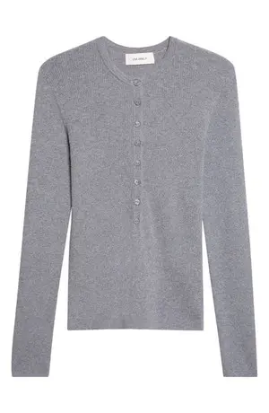 LISA YANG Airi Cotton & Cashmere Ribbed Henley - Deep Cloud