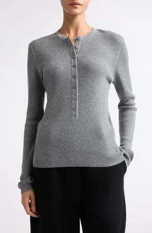 LISA YANG Lisa Yang Airi Cotton & Cashmere Ribbed Henley