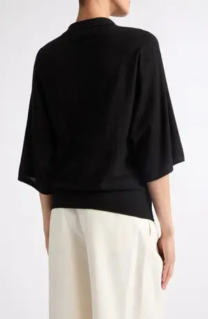 LISA YANG Norie Cashmere Polo Sweater - Black