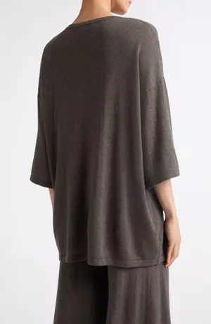 LISA YANG Agnette Oversize Cotton & Cashmere Sweater - Deep Walnut