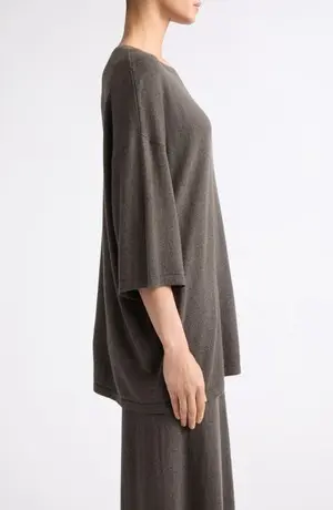 LISA YANG Agnette Oversize Cotton & Cashmere Sweater - Deep Walnut