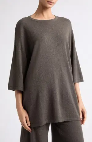 LISA YANG Agnette Oversize Cotton & Cashmere Sweater - Deep Walnut