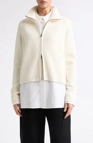 LISA YANG Sadie Cashmere Shaker Stitch Zip Cardigan
