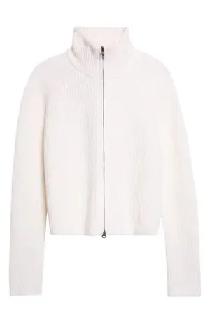 LISA YANG Sadie Cashmere Shaker Stitch Zip Cardigan