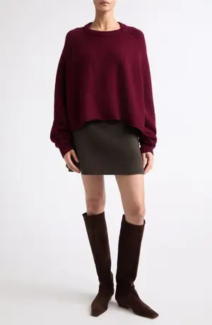 LISA YANG Oversize Raglan Sleeve Cashmere Sweater - Deep Plum