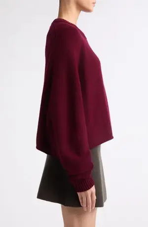 LISA YANG Oversize Raglan Sleeve Cashmere Sweater - Deep Plum