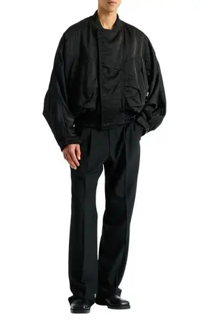 Balmain Bomber Jacket In Textured Nylon - Black