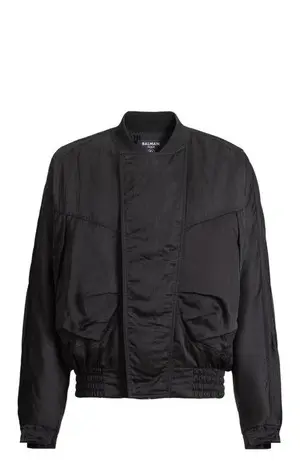 Balmain Bomber Jacket In Textured Nylon