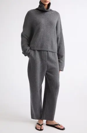 LISA YANG Cashmere Barrel Leg Sweater Pants - Graphite