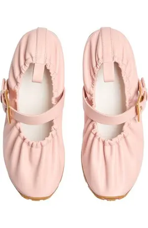 Balmain Anthem Smooth Leather Ballet Flats