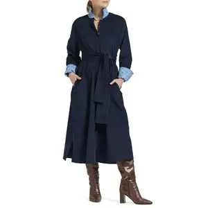 SHIRTY Amelie Print Cotton Shirtdress - French Navy