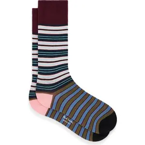 Paul Smith Stripe Cotton Blend Dress Socks - Navy