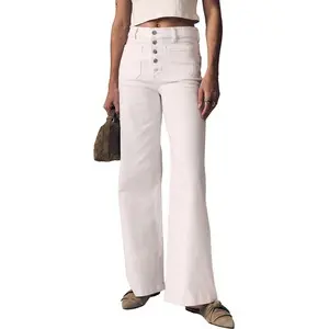 LE JEAN Georgia Patch Pocket Wide Leg Jeans - White