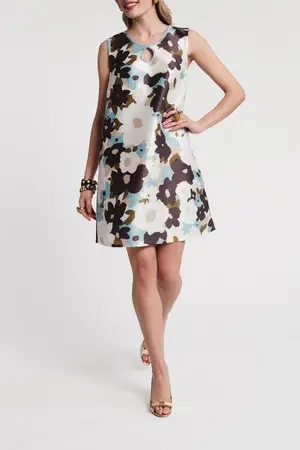 FRANCES VALENTINE Jean Keyhole Shift Dress Morning Dew - Blue/multi