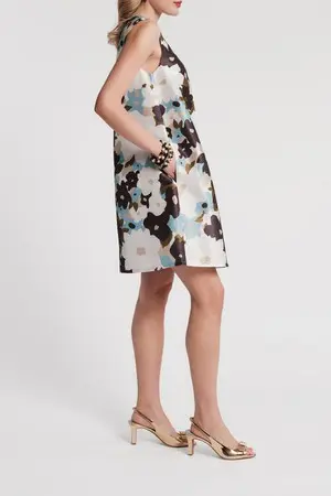FRANCES VALENTINE Sleeveless Keyhole Print Mini Dress