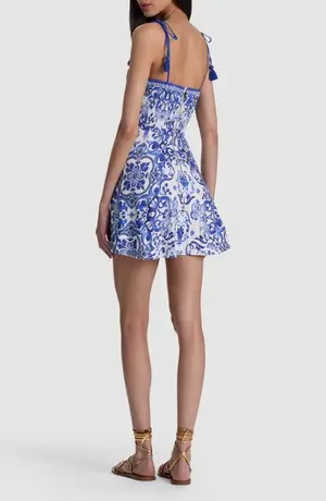 Alice + Olivia Glinda Tassel Strap Linen Blend Minidress